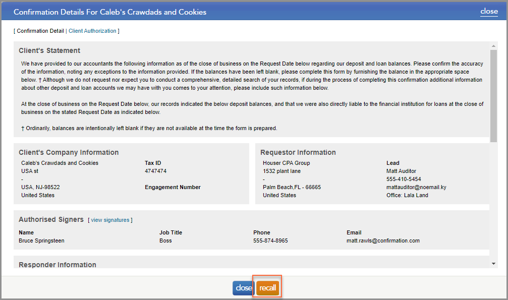 How do I review a submitted confirmation?