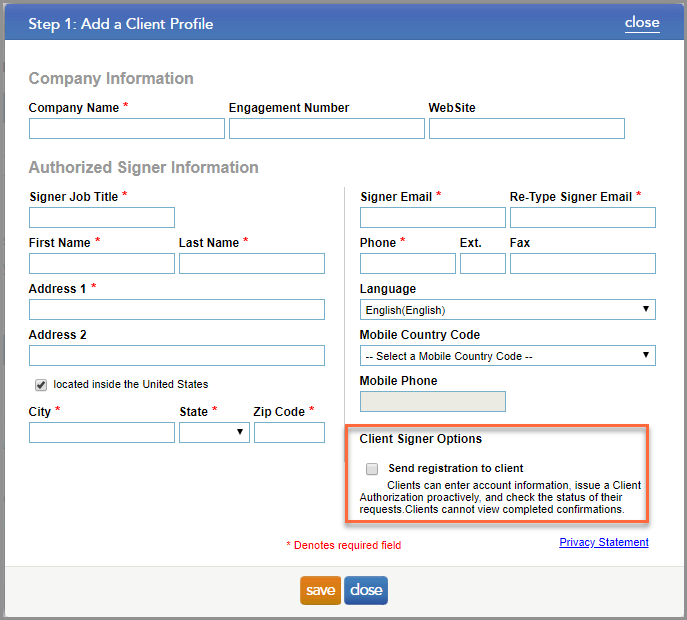 Step 1 - Adding New Clients