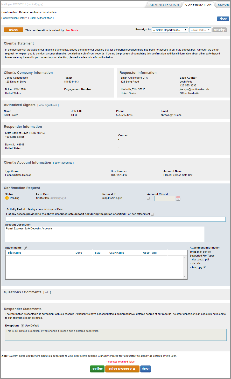 What is a Safe Deposit form?
