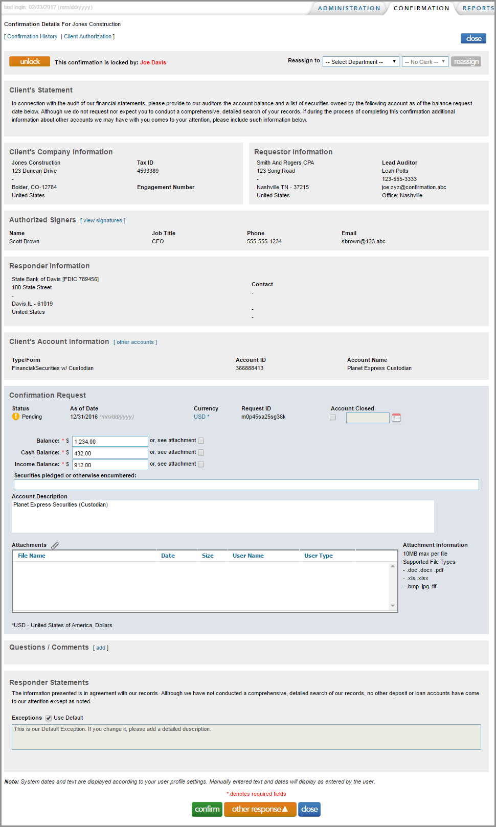 What is a Securities w/Custodian form?