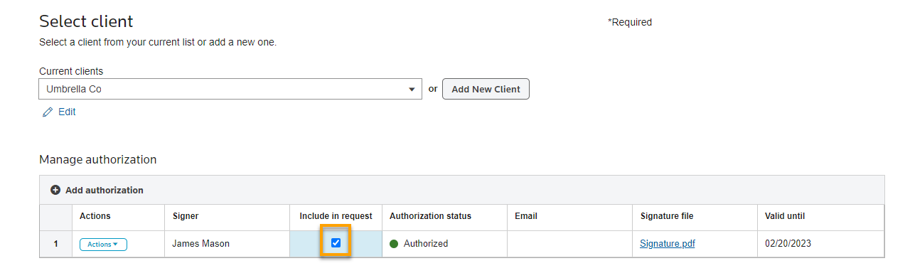 Send a Verification of Deposit request