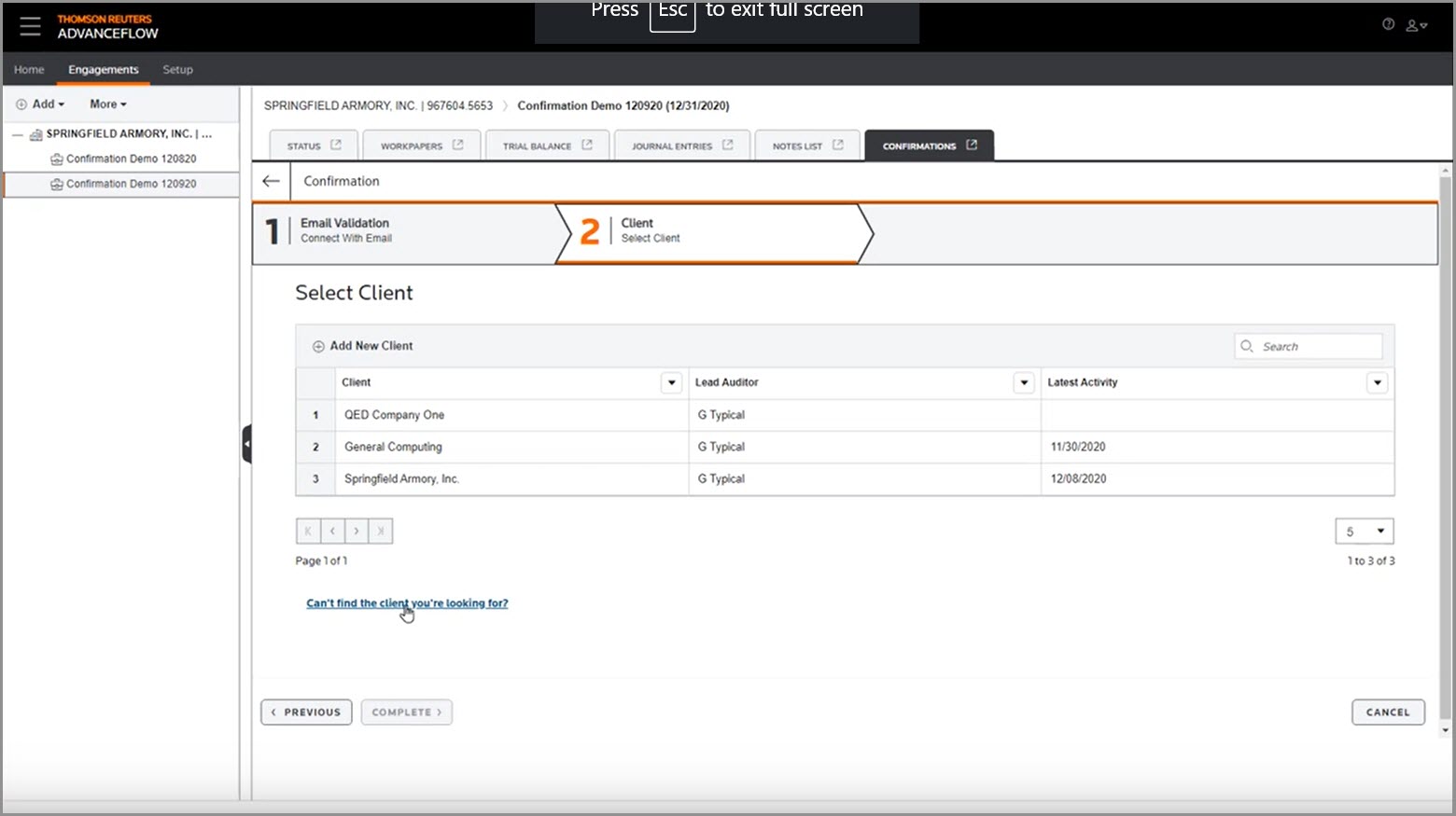 Using Confirmation with AdvanceFlow