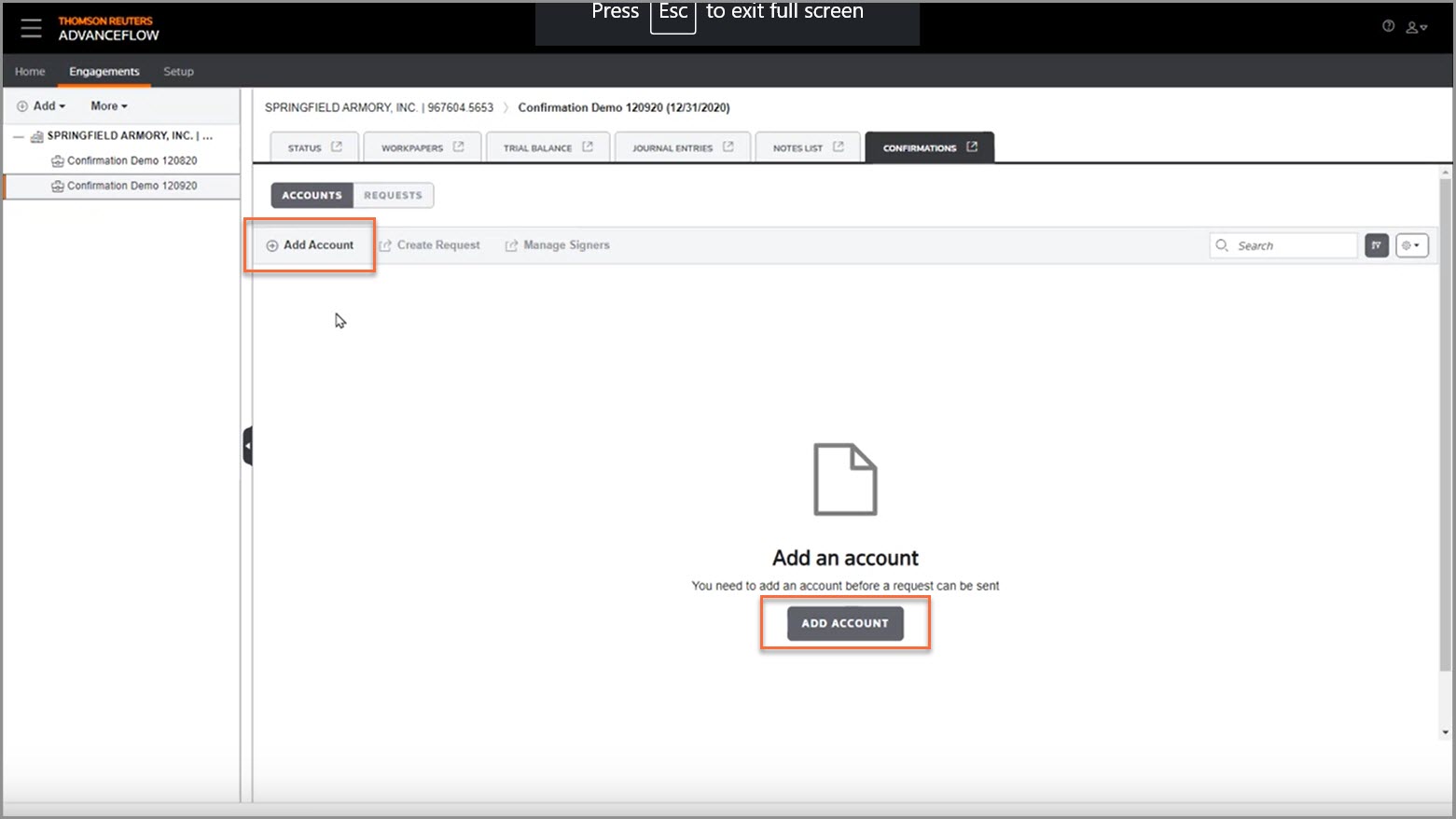 Using Confirmation with AdvanceFlow
