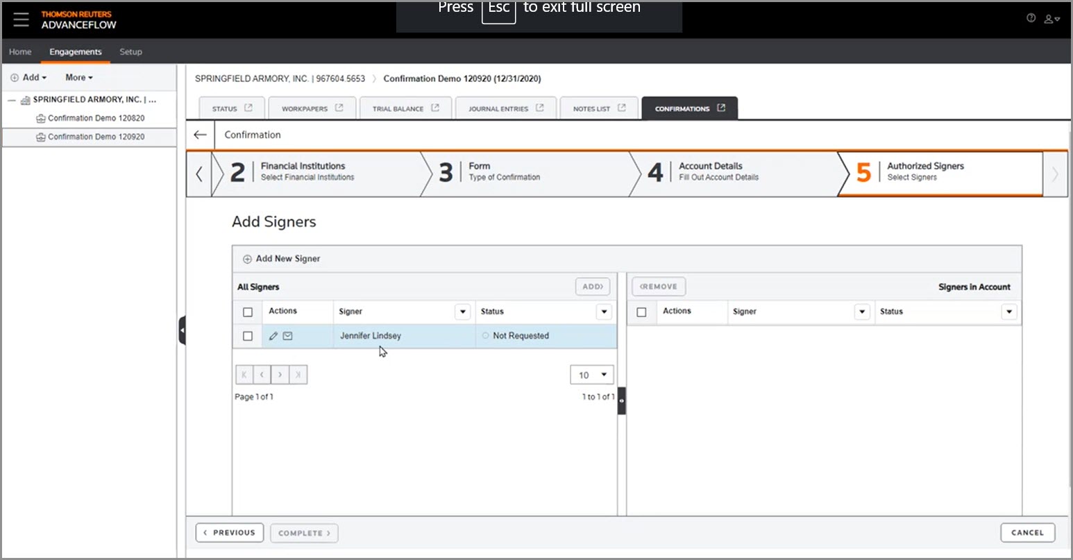 Using Confirmation with AdvanceFlow