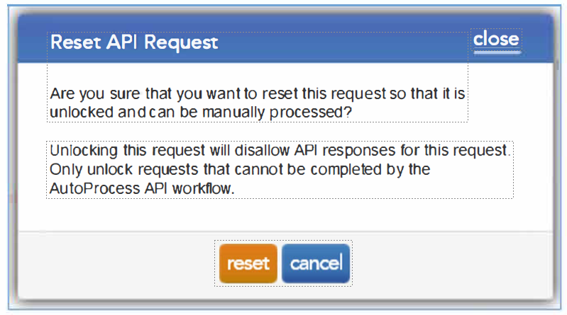 Reset AutoProcess API Requests in Confirmation