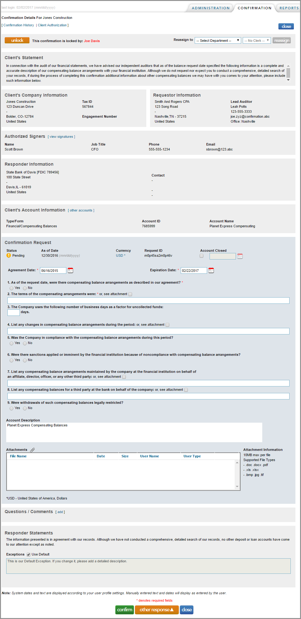 What is a Compensating Balances form?