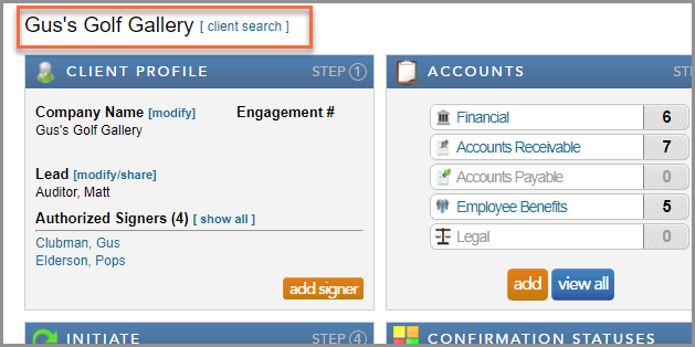 How do I search for an existing client?