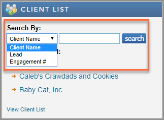 How do I search for an existing client?