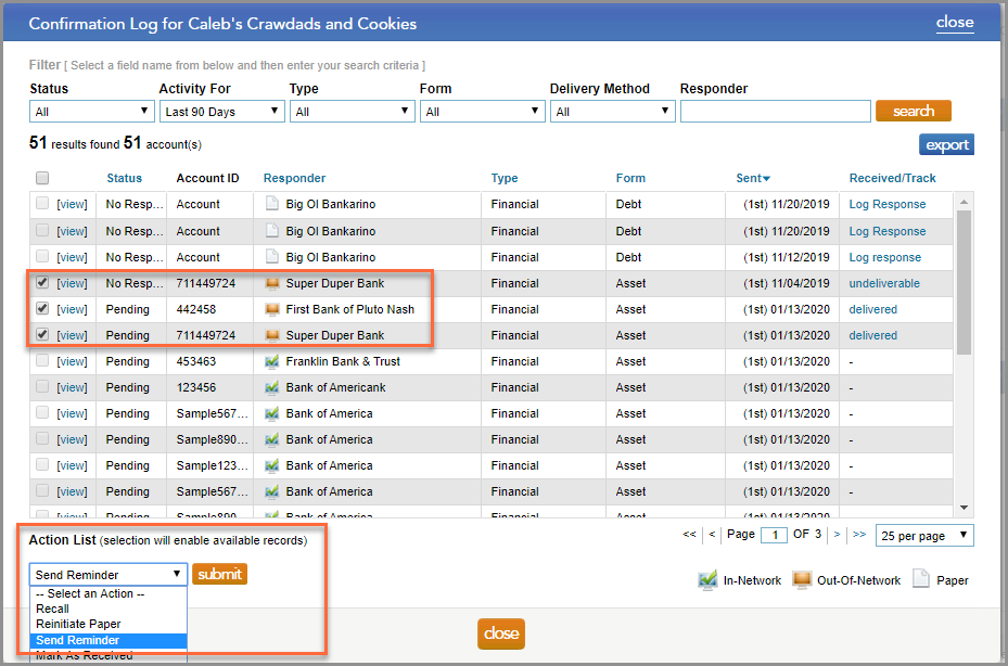 Can I send reminders for pending confirmations?