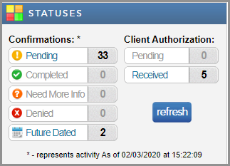 How can I check the status of my client's confirmations?