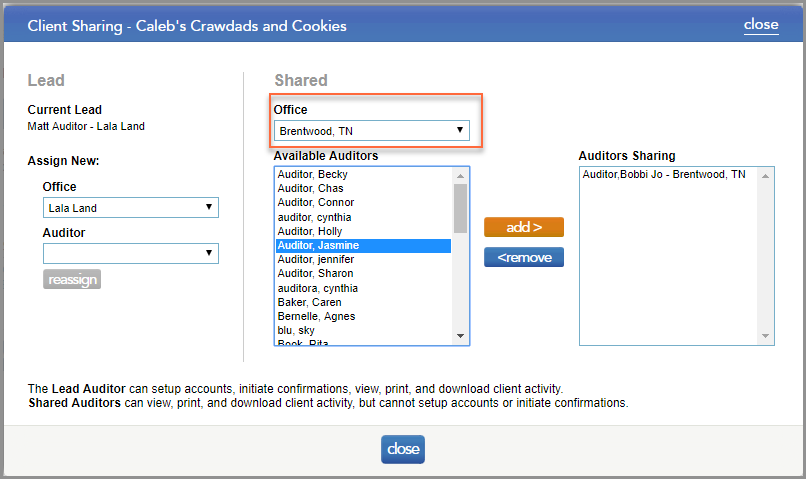 How do I share a client account with another auditor in my firm?